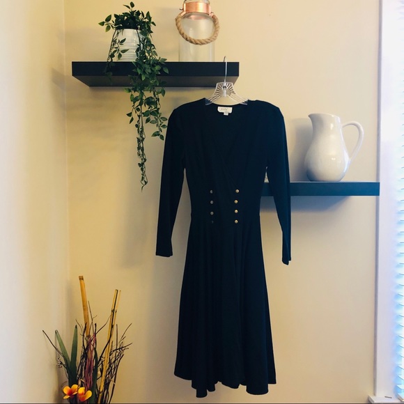 Dresses | Long Sleeved Midi Dress With Gold Buttons | Poshmark